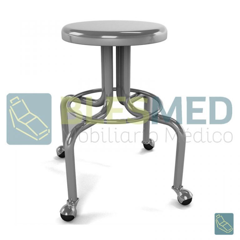 Banco Cromado Giratorio Con Ruedas - Muebles Medicos BlesMed